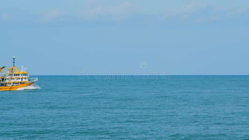 Fishing Boat Sails for Fishing. Fishing Boat in the Middle of the Sea ...