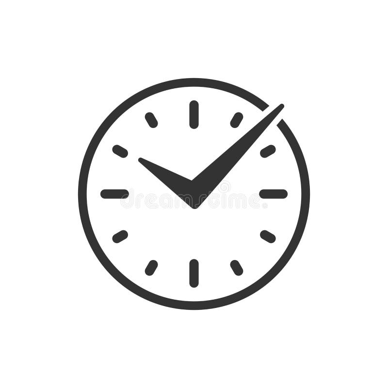 Real Time Icon in Flat Style. Clock Vector Illustration on White ...