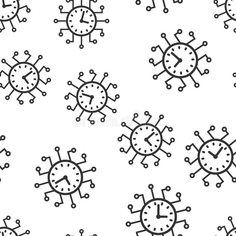 Real Time Icon Seamless Pattern Background. Clock Vector Illustration ...
