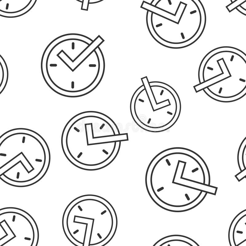 Real Time Icon Seamless Pattern Background. Clock Vector Illustration ...