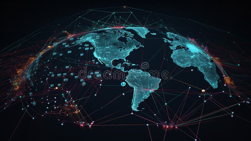 Real-time Network Traffic Analysis by AI Stock Illustration ...