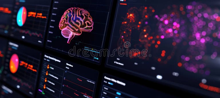 Real-Time Predictive Brain Analytics Dashboard with Vibrant Data Visualization Stock Photo ...