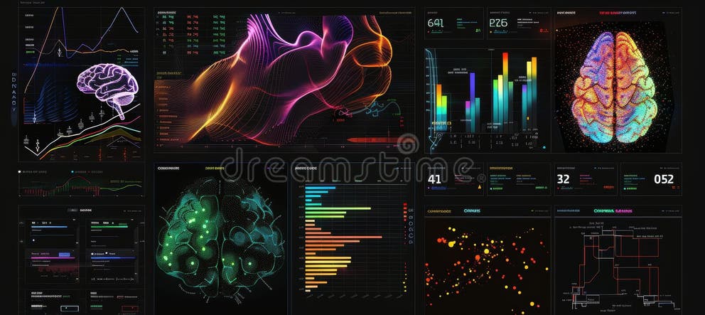 Real-Time Predictive Brain Analytics Dashboard with Vibrant Data Visualization Stock Image ...