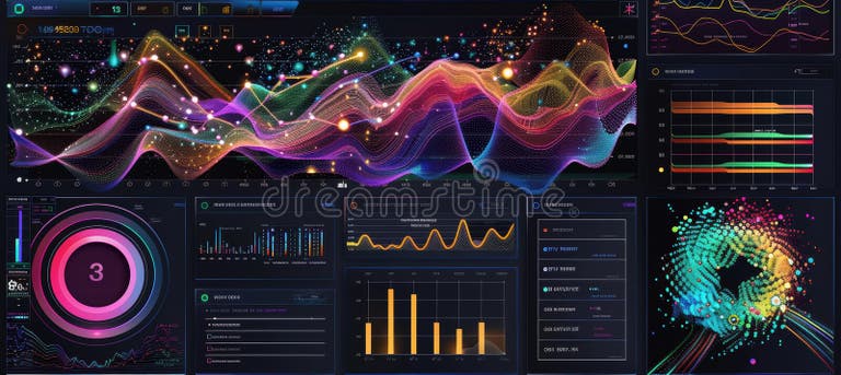 Real-Time Predictive Brain Analytics Dashboard with Vibrant Data Visualization Stock Photo ...