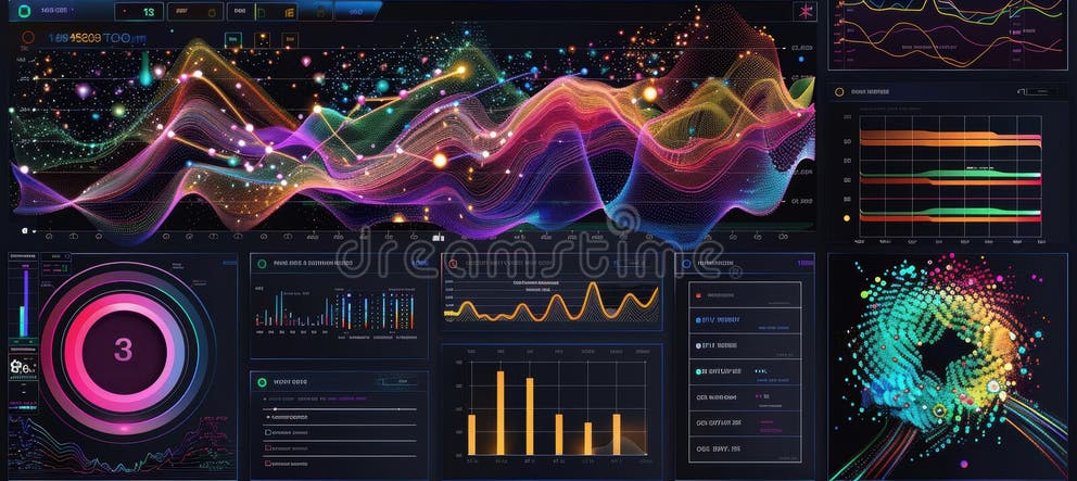 Real-Time Predictive Brain Analytics Dashboard with Vibrant Data Visualization Stock Photo ...