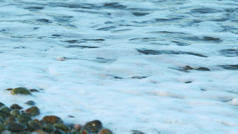 Round Sea Pebbles are Washed by Clean Transparent Sea Waves. Small Sea ...