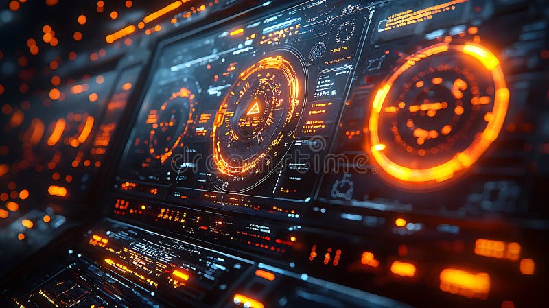 Real Time Security Operations Center Interface with Glowing Elements ...