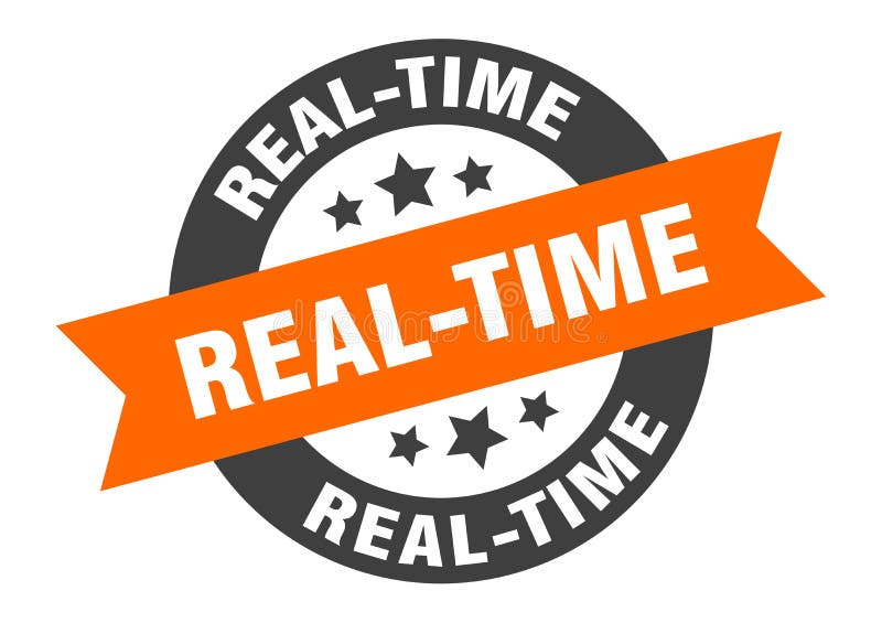 Real-time Sign. Real-time Round Ribbon Sticker Stock Vector ...