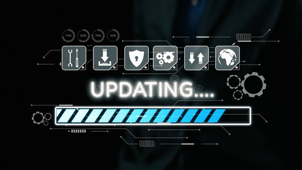 Real-time Software Update Progress Bar Visualizing Digital Transition with Icons Representing ...