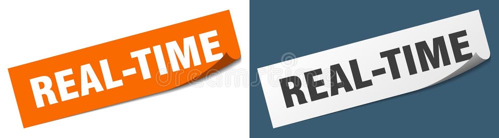 Real-time Sticker. Real-time Sign Set Stock Vector - Illustration of ...