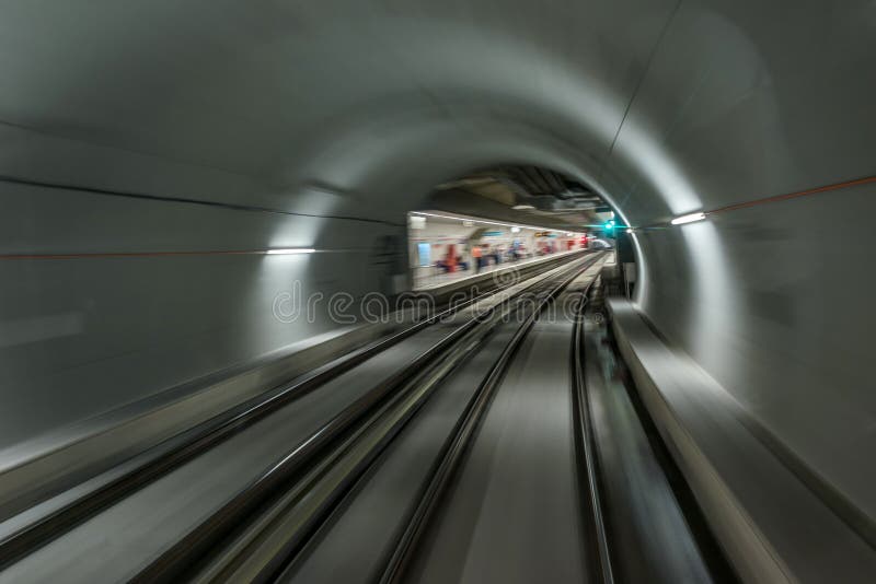 Real Tunnel with High Speed Stock Image - Image of station, people ...