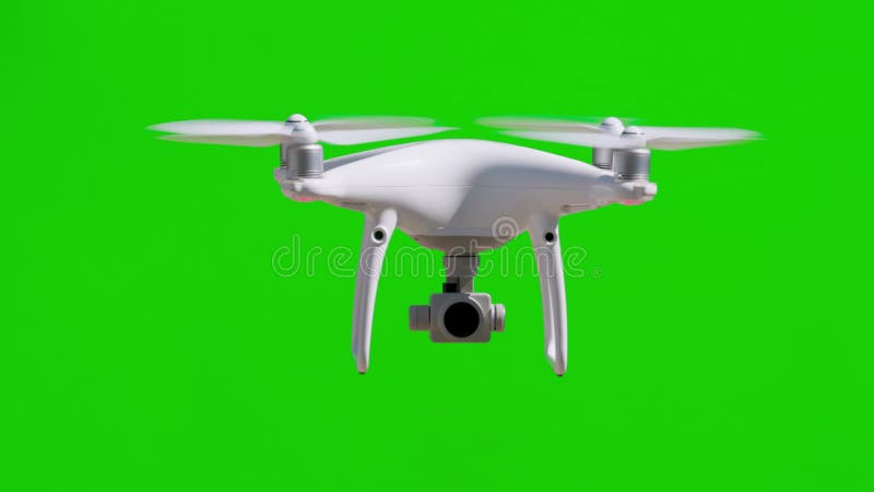 Drone UAV Quadcopter Flying Slow Motion Outdoors in Front of a Green ...