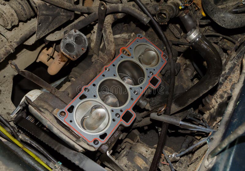 Real Used Opened Car Engine Stock Image - Image of chain, efficient ...