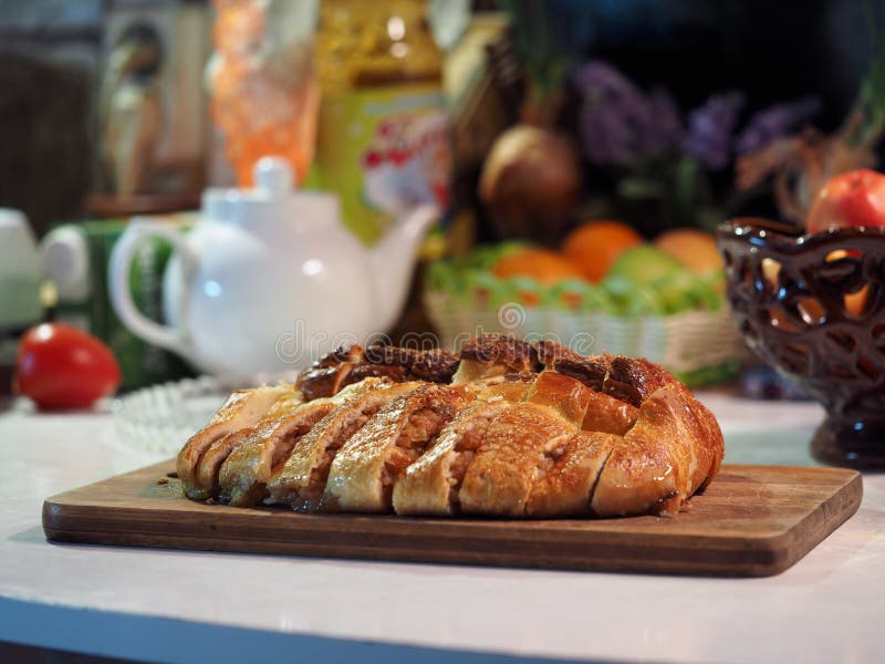 A Real and Very Delicious Apple Pie on the Table Stock Photo - Image of ...