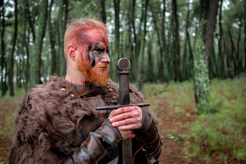 Real Viking with Many Trees Around Stock Image - Image of facial ...