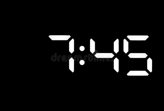 Real White Led Digital Clock on Black Background Stock Image - Image of ...