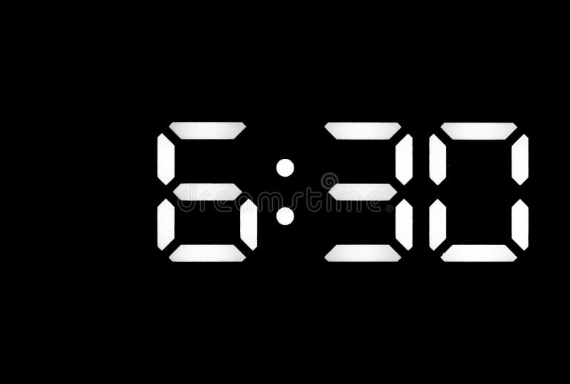 Real White Led Digital Clock on Black Background Stock Image - Image of ...