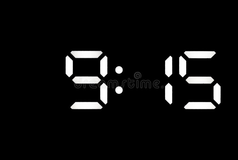 Real White Led Digital Clock on Black Background Stock Photo - Image of ...