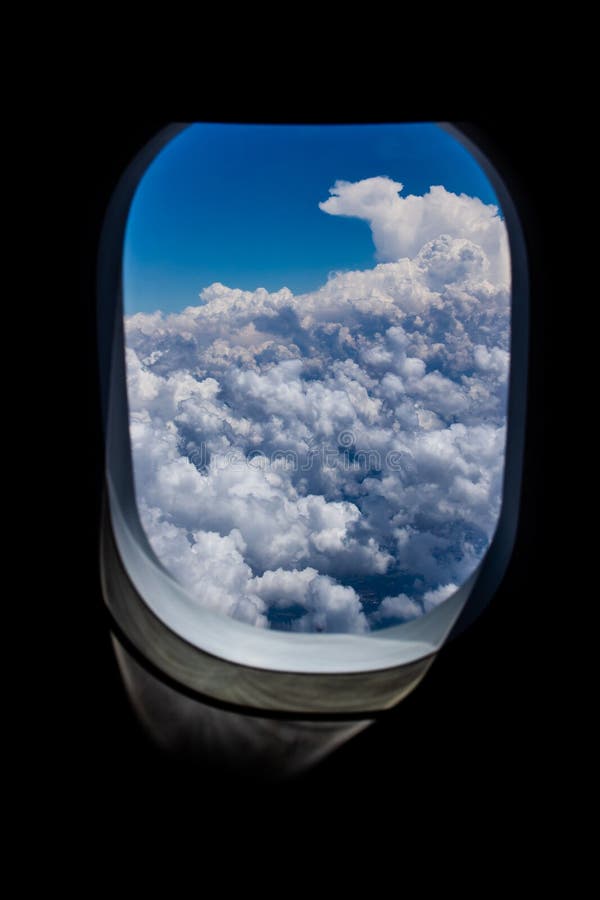 Real Window Airplane Clouds View of Sky Stock Image - Image of interior ...