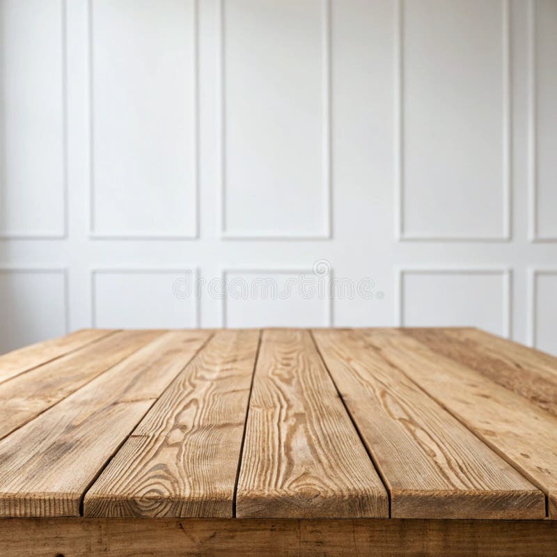 Real Wood Table Top Texture on White Wall Room Background.for Create ...