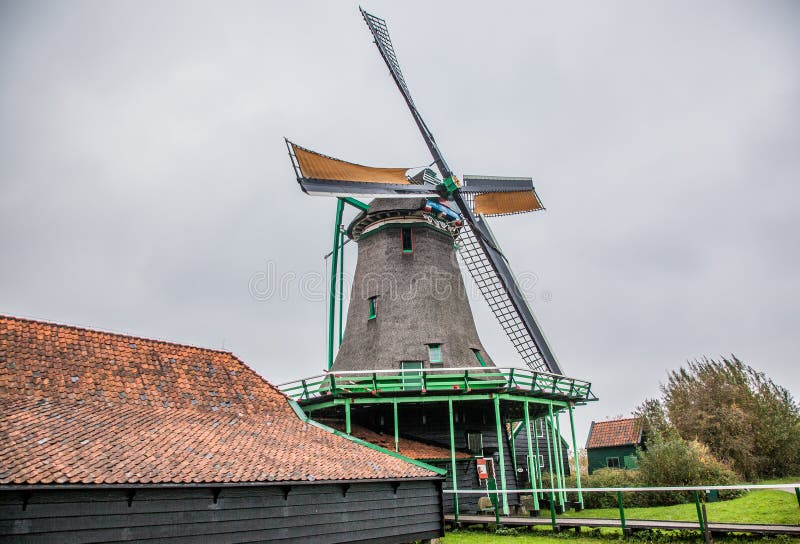 Real Working Windmills in the Suburbs of Amsterdam Stock Photo - Image ...