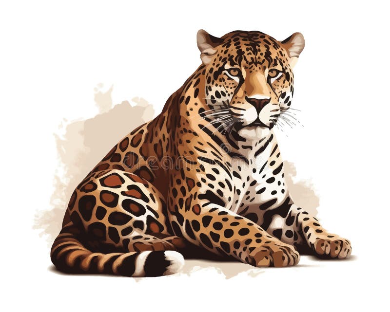 Realistic Leopard Vector Illustration on Isolated White Background ...
