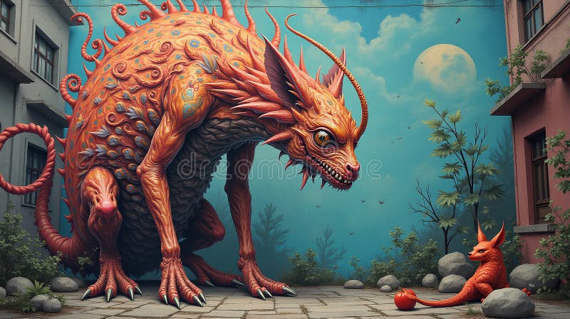 Realism in Fantasy: a Street Art Marvel Stock Illustration ...