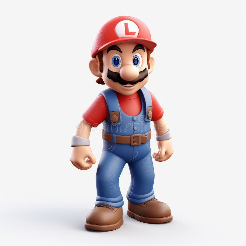 Realistic 3d Mario Model on White Background Stock Illustration ...