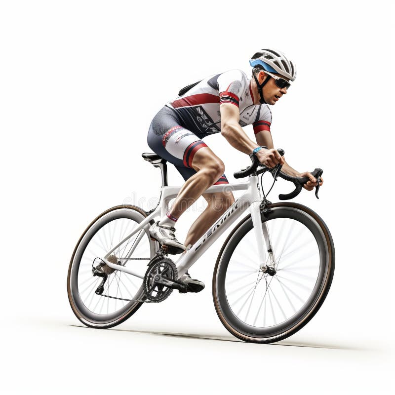 Realistic 3d Render of a Person Riding a Bike on White Background Stock ...