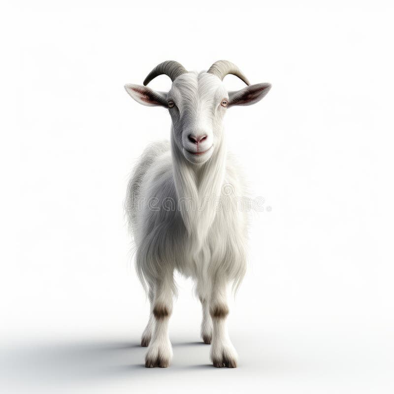 Realistic 3d White Goat Render on White Background Stock Abbildung ...