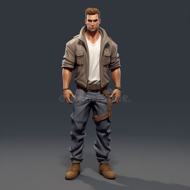 Realistic 4d Character Rendering of Male Casual Game Character Stock ...