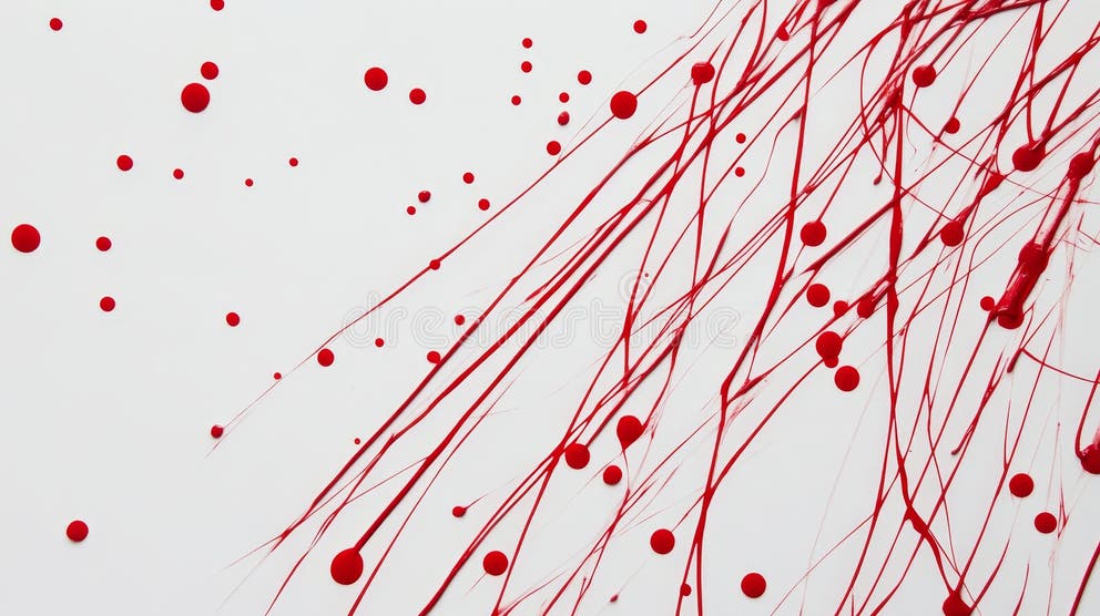 Realistic Abstract Composition of Red Lines and Dots on a Crisp White ...