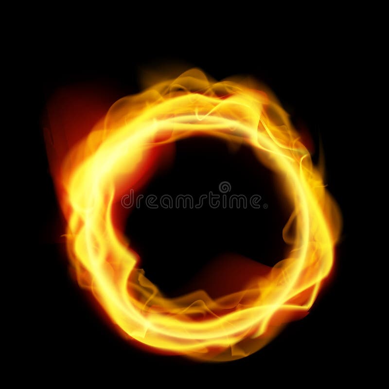 Realistic Abstract Fire Ring on Black Backround Stock Vector ...