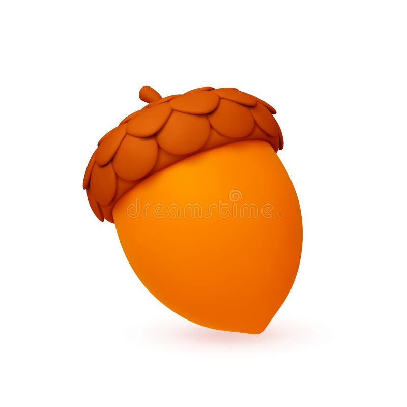 Realistic Acorn 3d Icon. Forest Acorn Element, Autumn Nature Object ...