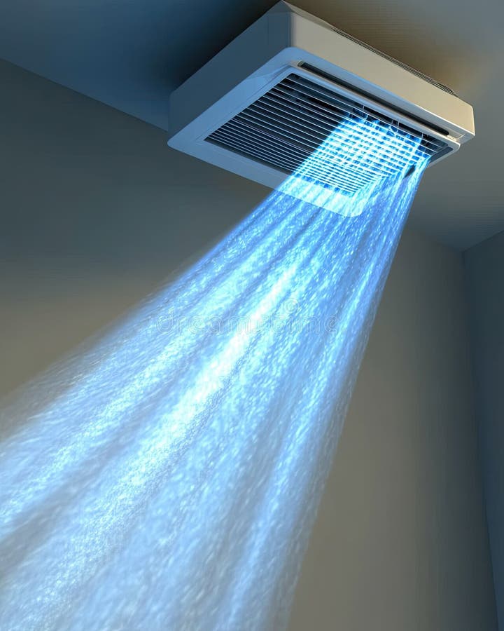 Realistic Air Conditioner Mockup Illustrating Cold and Warm Wind Flow ...