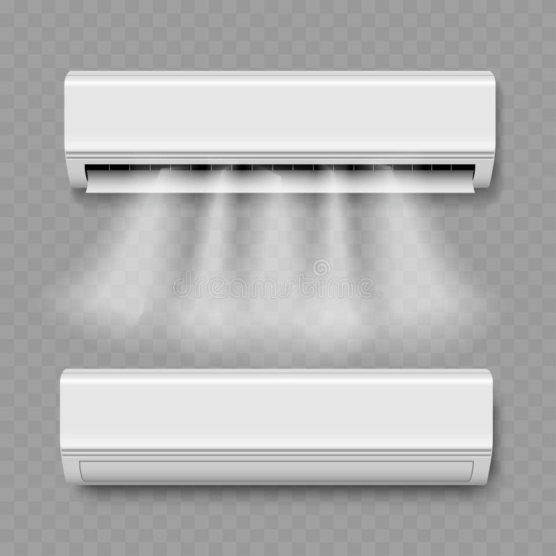 Realistic Air Conditioner Set. Cold Air Flow Mockup Stock Vector ...