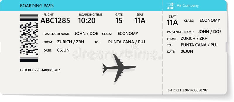 Realistic Airline Ticket and Boarding Pass Design Stock Vector ... Realistic Airline Ticket and Boarding Pass Design Stock Vector ...