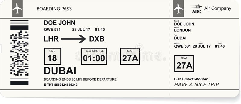 Realistic Airline Ticket Design Stock Vector - Illustration of ...