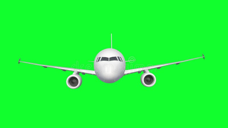 Realistic Airplane Animation on Green Screen - Front View Stock Video ...