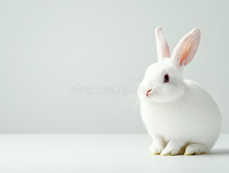 Realistic Albino Rabbit in Minimalist Setting Stock Illustration ...