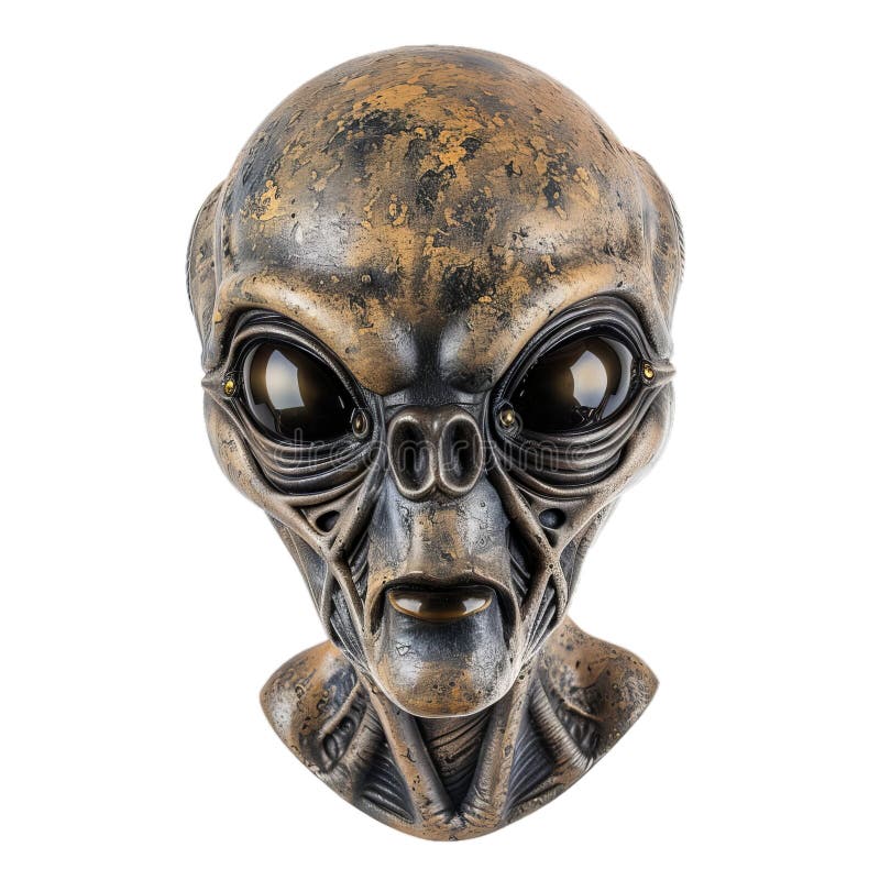 Realistic Alien Bust Looking Forward on White Background Stock Image ...