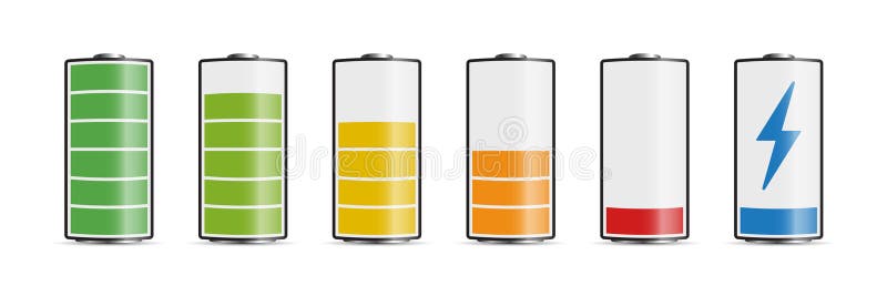 Realistic Alkaline Battery Set Icon in Flat Style. Different Size ...