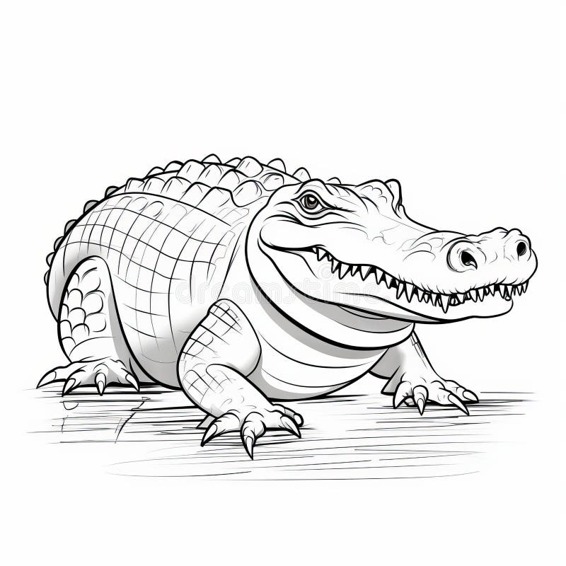 Realistic Alligator Coloring Book: Black and White Drawings for ...