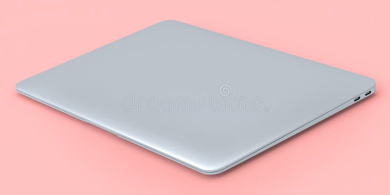 Realistic Aluminum Laptop with Empty White Screen Isolated on Yellow ...