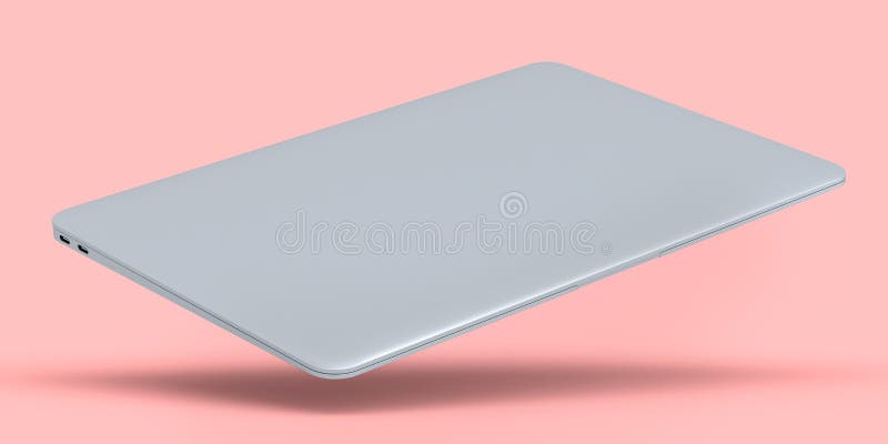 Realistic Aluminum Laptop with Empty White Screen Isolated on Yellow ...