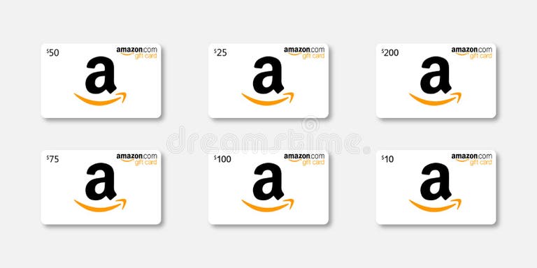 Realistic Amazon Gift Cards in White. Gift Cards on an Isolated ...