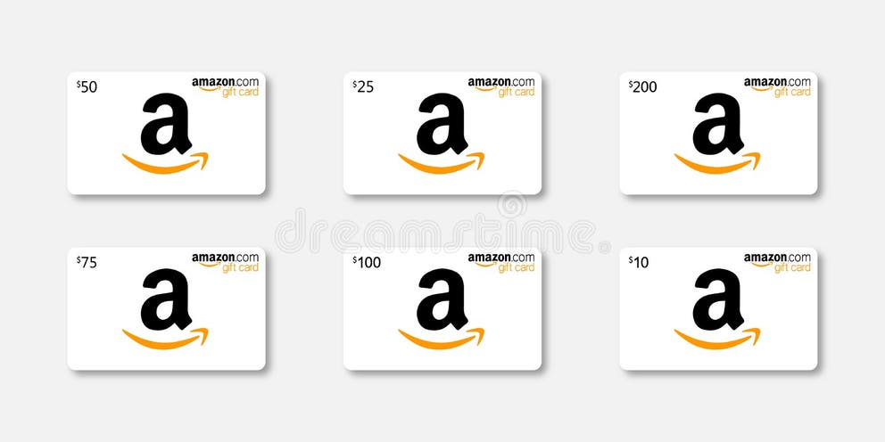 Realistic Amazon Gift Cards in White. Gift Cards on an Isolated ...