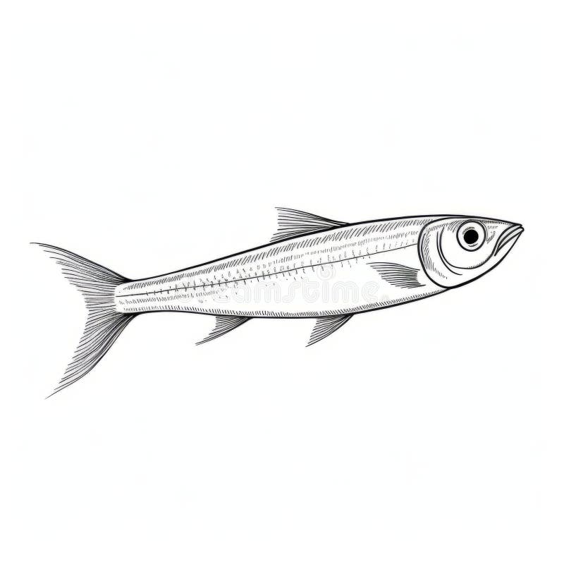 Silver Fish Sketch Illustration on White Background Stock Illustration ...