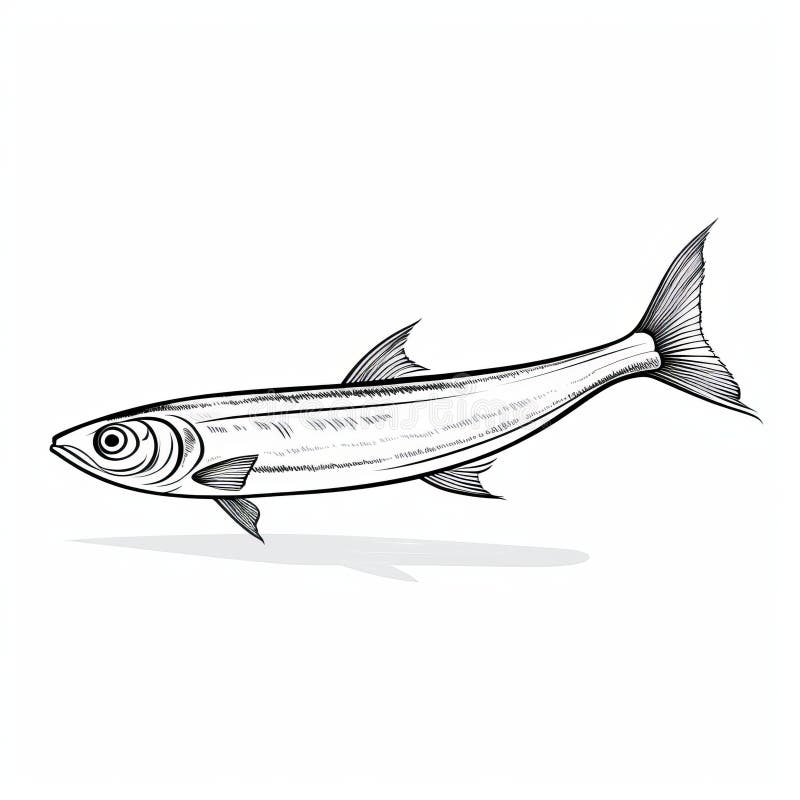 Realistic Anchovy Fish Vector Illustration with Lines and Colors that ...