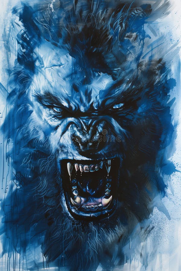Realistic Angry Werewolf Lycan Wolf Man Poster Art Stock Illustration ...